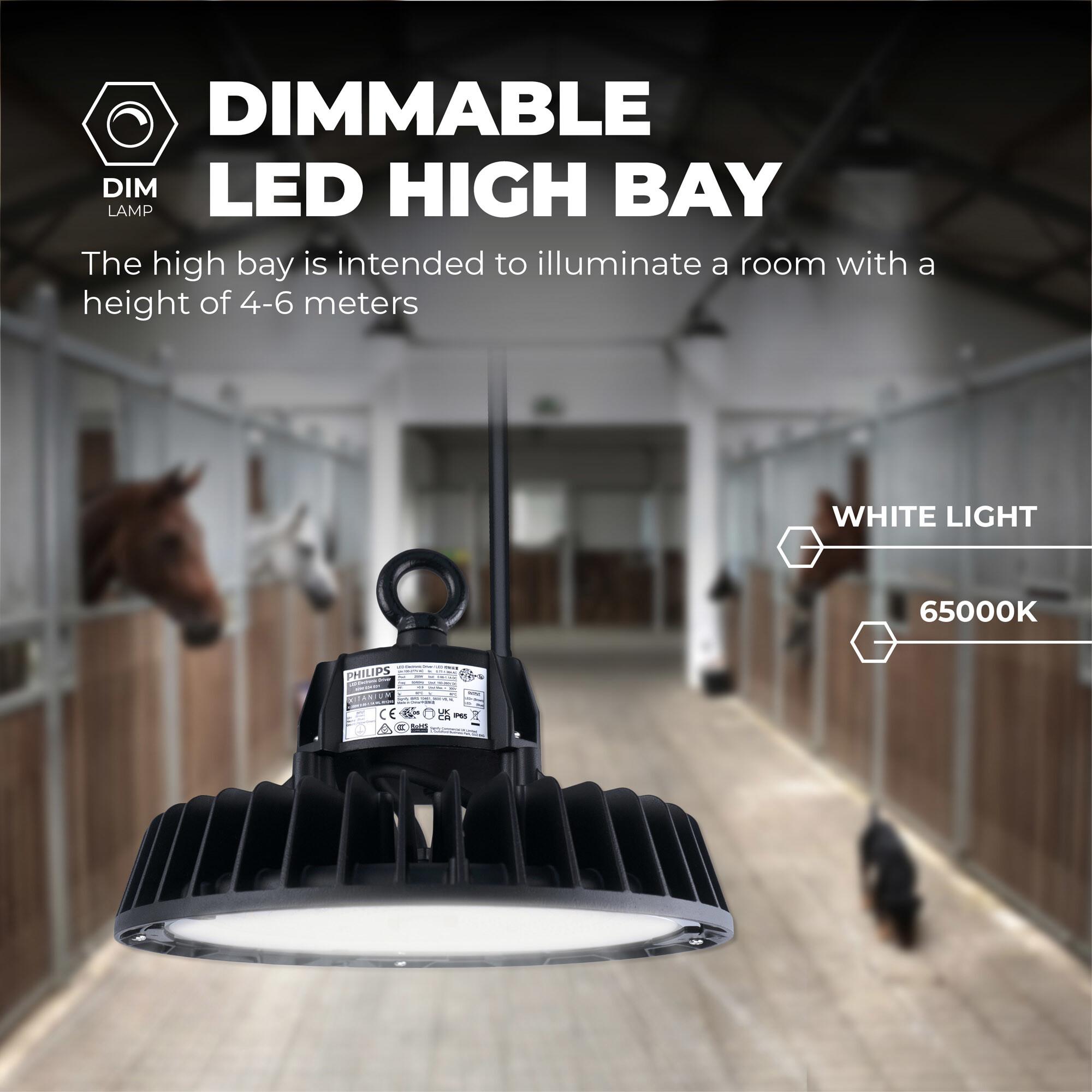 LED High Bay 200W - Philips Driver - 120° - 175lm/W - Dimbaar - Ledvion.com