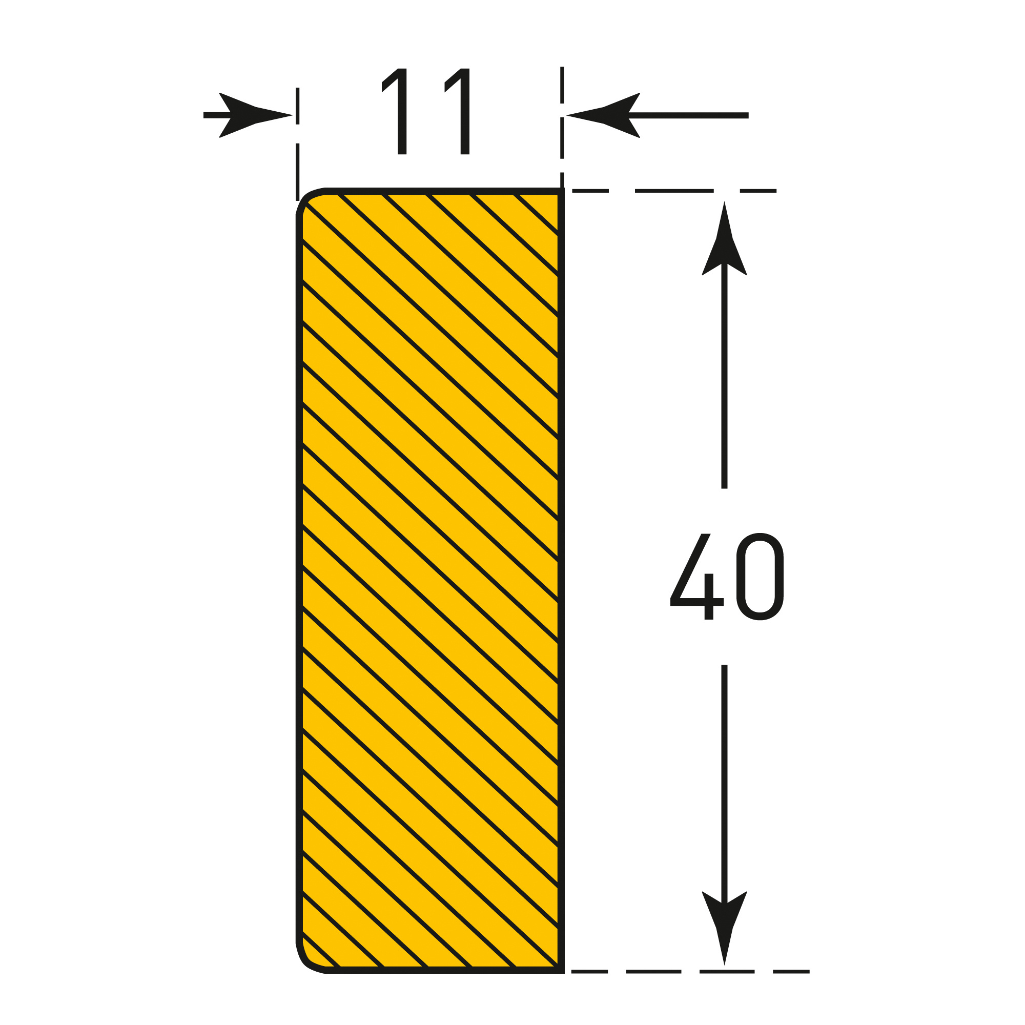 MORION stootrand - 5000 x 40 x 11 mm - zelfklevend - geel/zwart ...