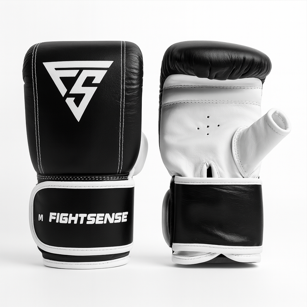 Fightsense XTM Zakhandschoenen Zwart/Wit – Leren Bokshandschoenen voor ...