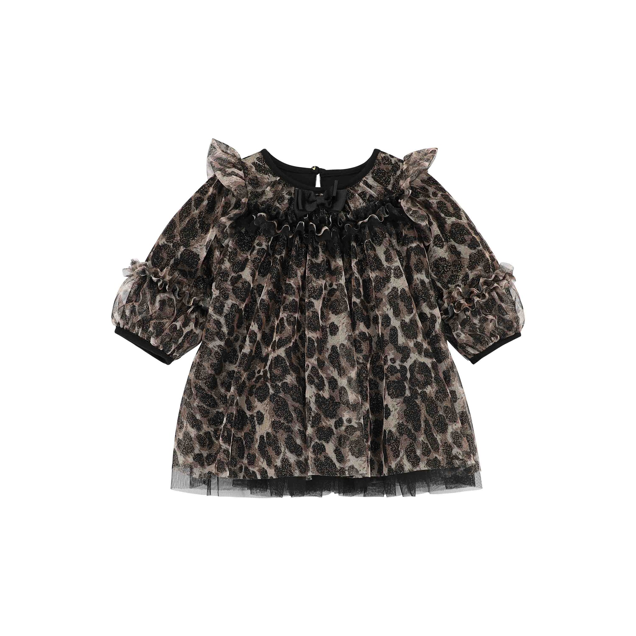 NADIYA BABY LEOPARD DRESS BLACK - Lolly Pop Kindermode