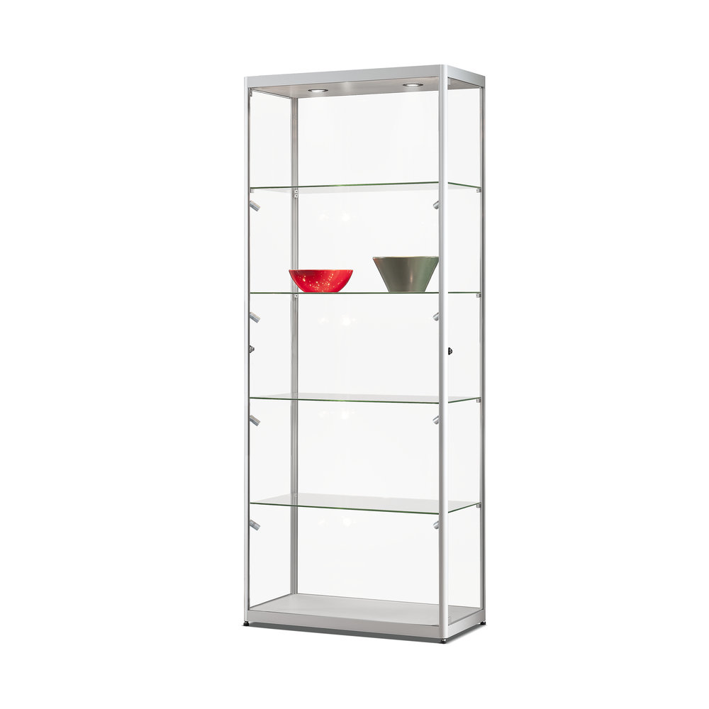 Silver display cabinet 80cm with 8 LED spots | SDB - SDB Vitrinebouw