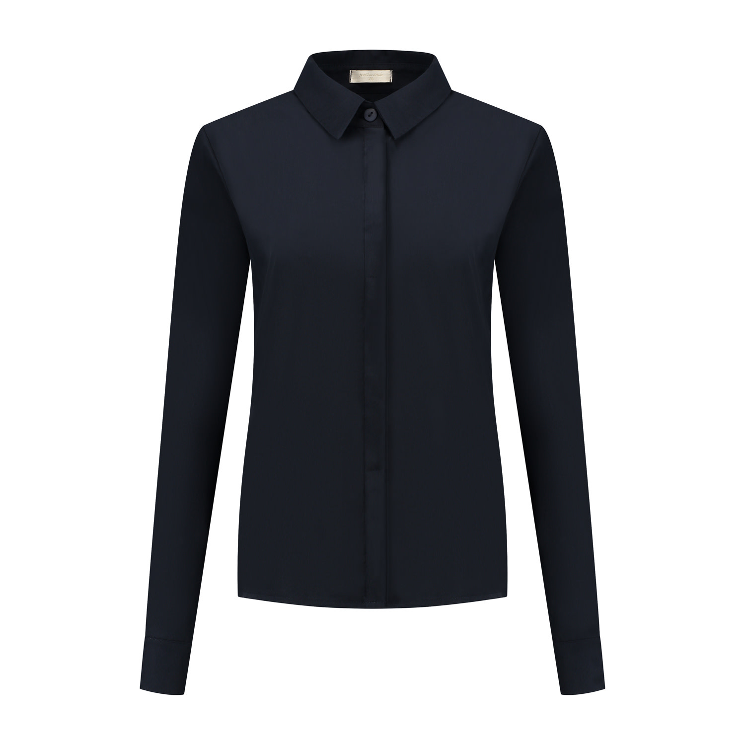 Blouse Maritha donkerblauw - chigue blouse met een vleugje glans - Port ...