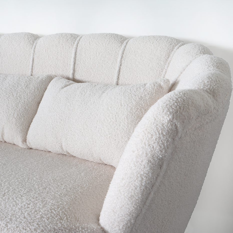 Zitbank Belle 3 zits teddy wit bankstel 180cm stof bankstel incl. 3 ...