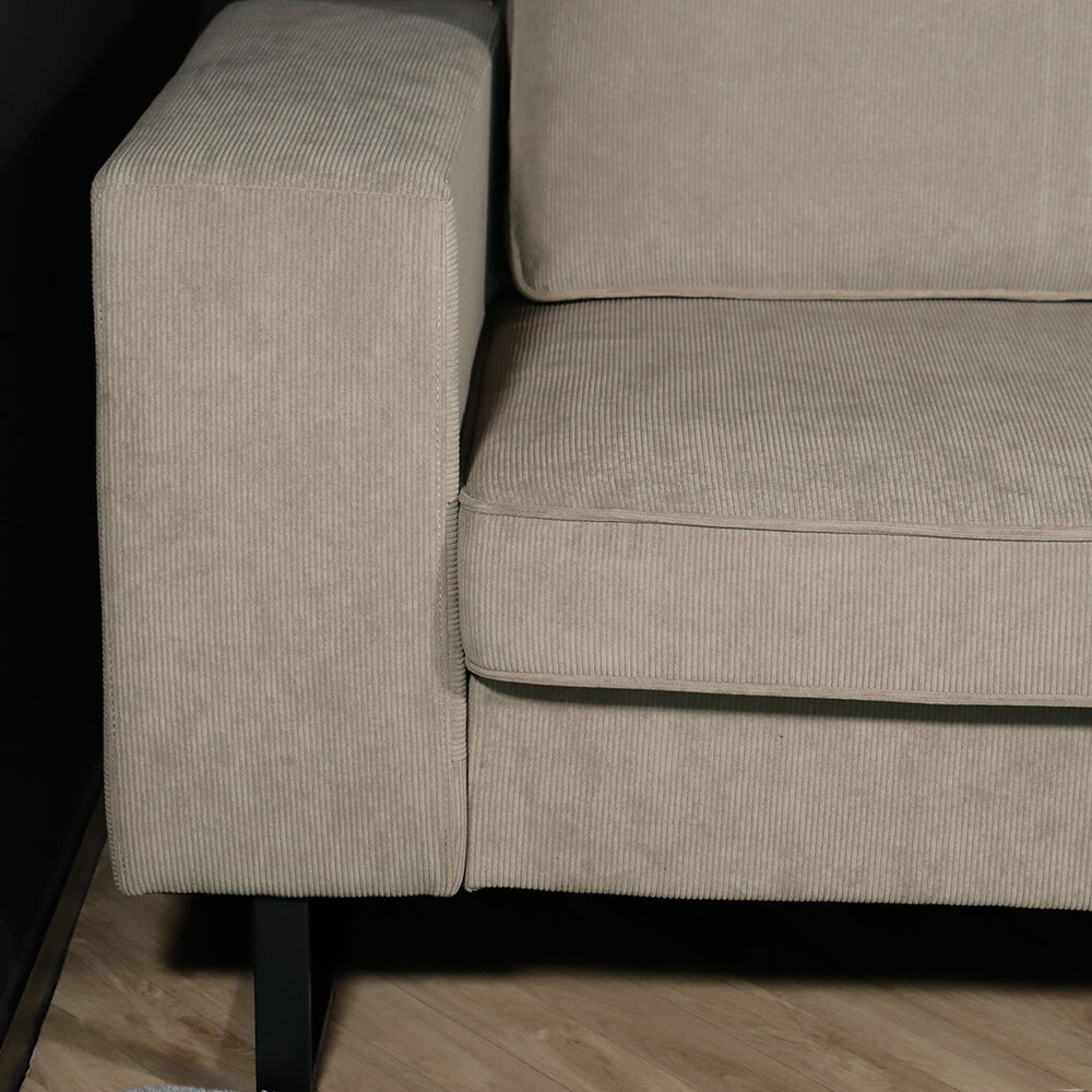 Zitbank Zora 2,5-zits taupe ribstof - AQ-Living.com