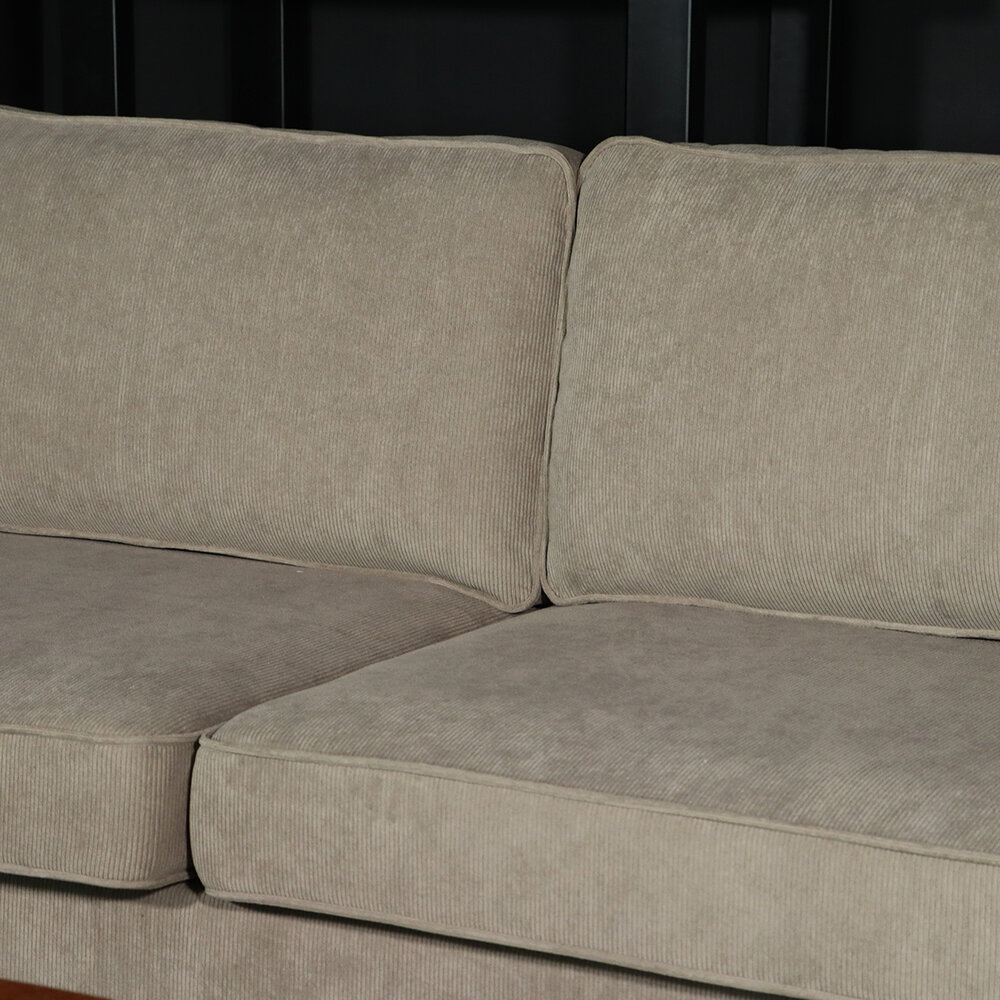 Zitbank Zora 2,5-zits taupe ribstof - AQ-Living.com