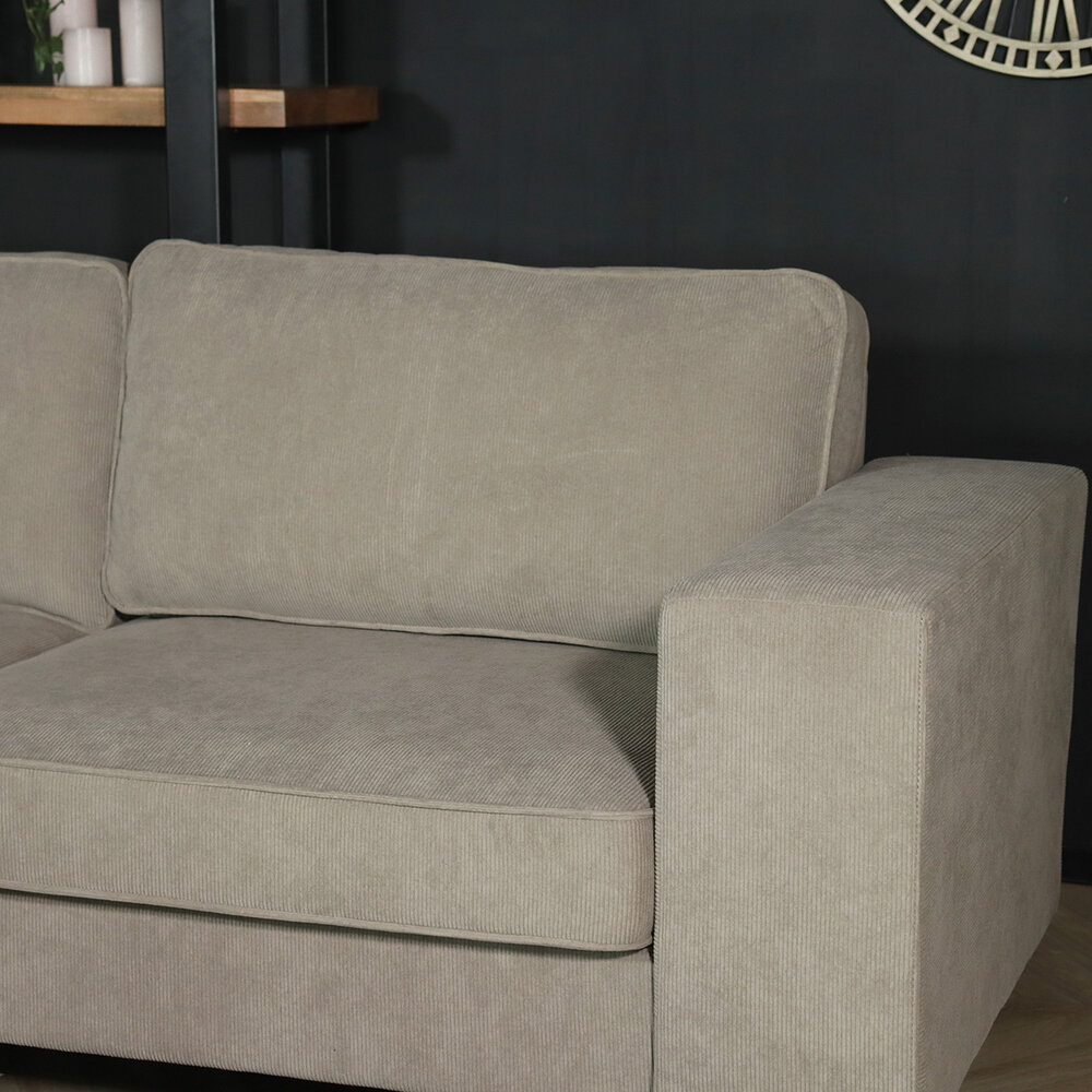 Zitbank Zora 2,5-zits taupe ribstof - AQ-Living.com