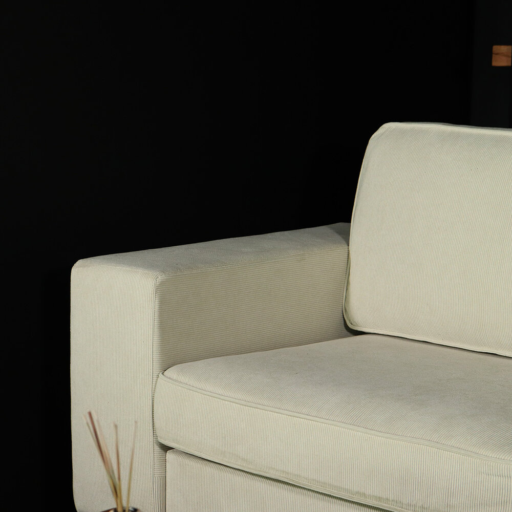 Zitbank Zora 2,5-zits beige ribstof - AQ-Living.com