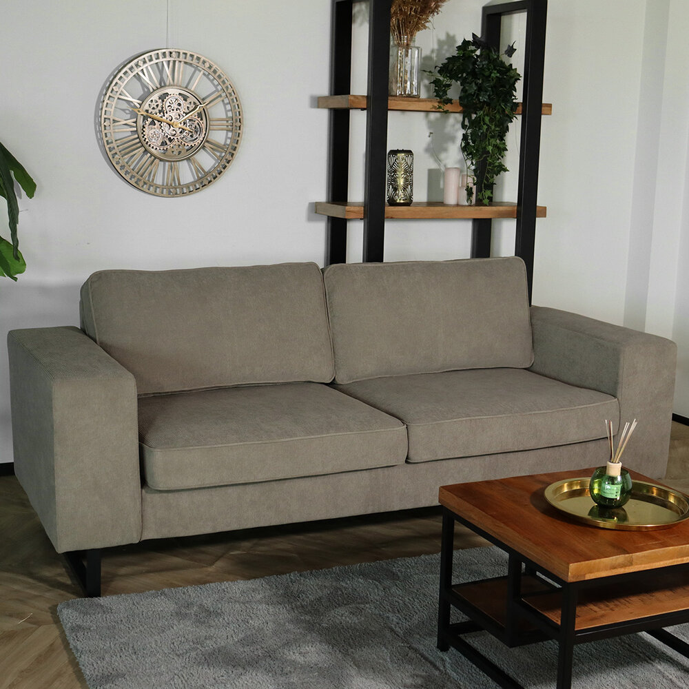 Zitbank Zora 2,5-zits taupe ribstof - AQ-Living.com