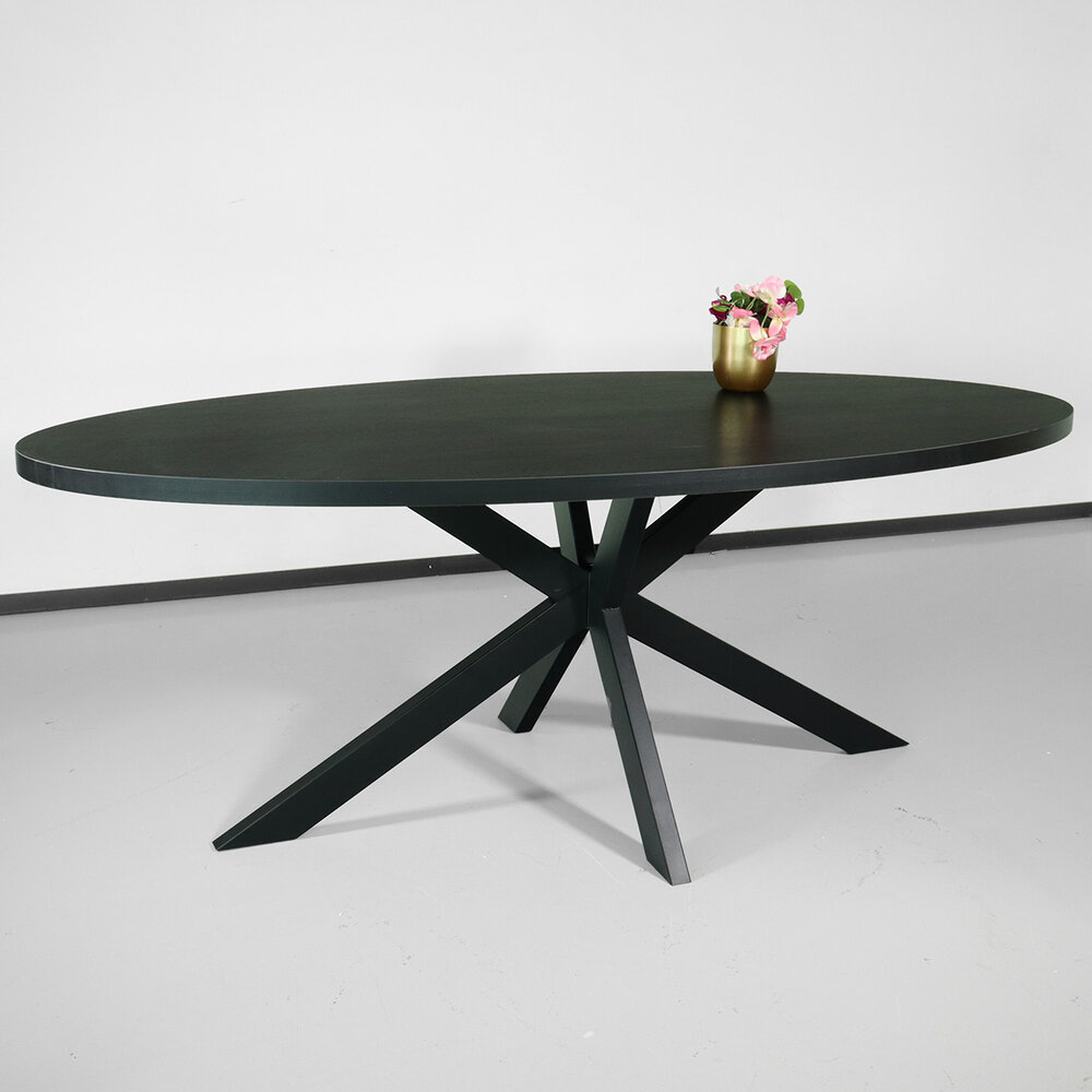 Eettafel ovaal melamine 210cm Tommy zwart ovale tafel - AQ-Living.com