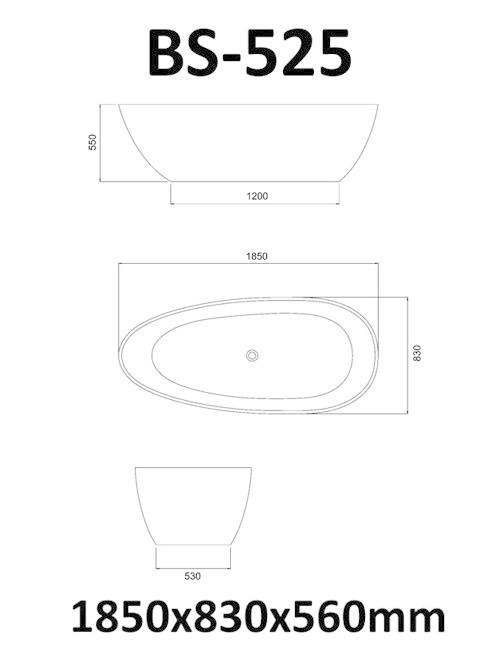 Vrijstaand Solid Surface bad BS-525 Grijs online op Sanitair33.nl - Sanitair33