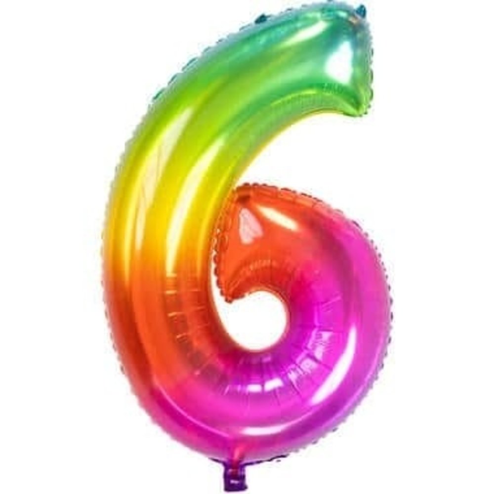 Helium ballon cijfer 6 Regenboog | Versiering verjaardag 6 jaar | Tuf ...