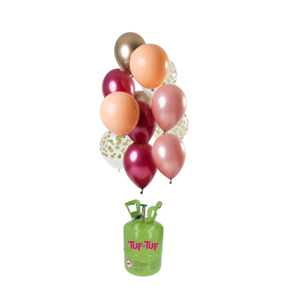 Helium tank with 24 rich ruby balloons - Tuf-Tuf Party Supplies, Treats and Toys