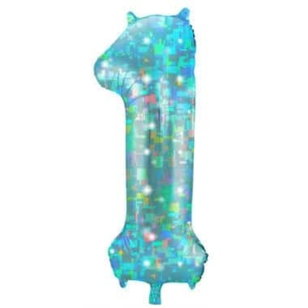 Helium Balloon Number 1 Galactic Aqua | Balloons and decorations Tuf ...