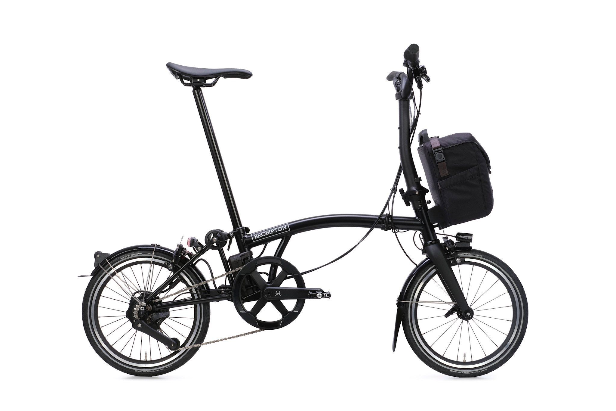 Brompton Electric P-Line 4 speed - Mid - Matt Black - Cycle Heaven