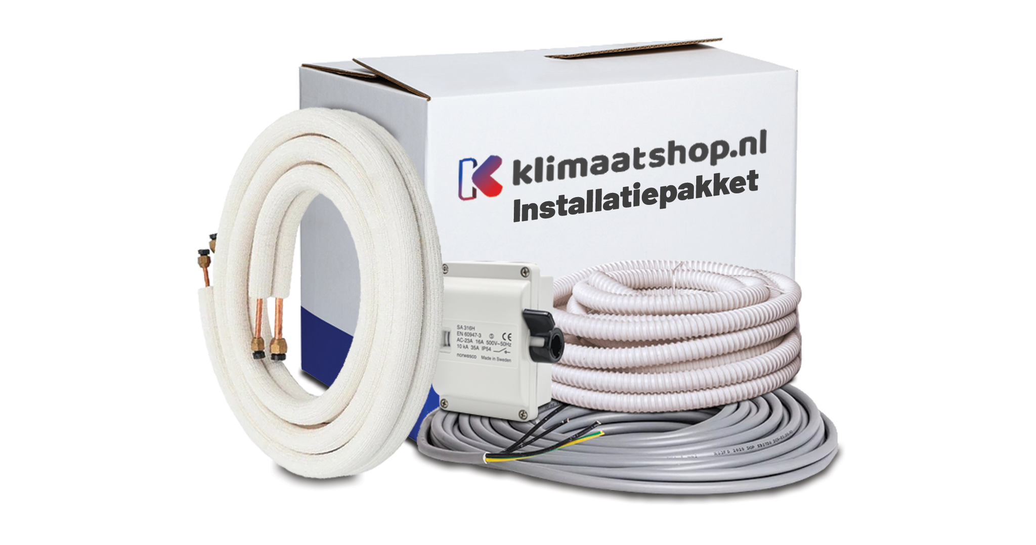 Koelleidingen voor het aansluiten van de airco-binnenunit en buitenunit ...