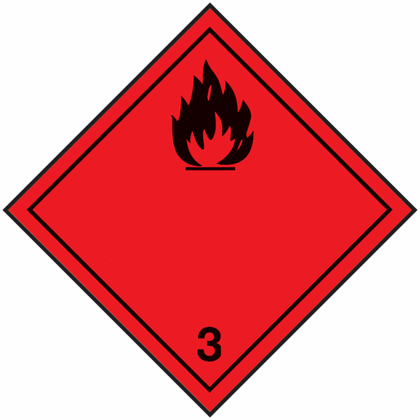 Sticker hazard class 3, flammable liquids - Un-packaging