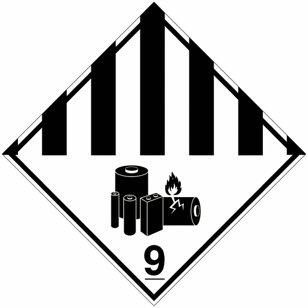 Sticker class 9A ''lithium batteries'' - Un-packaging