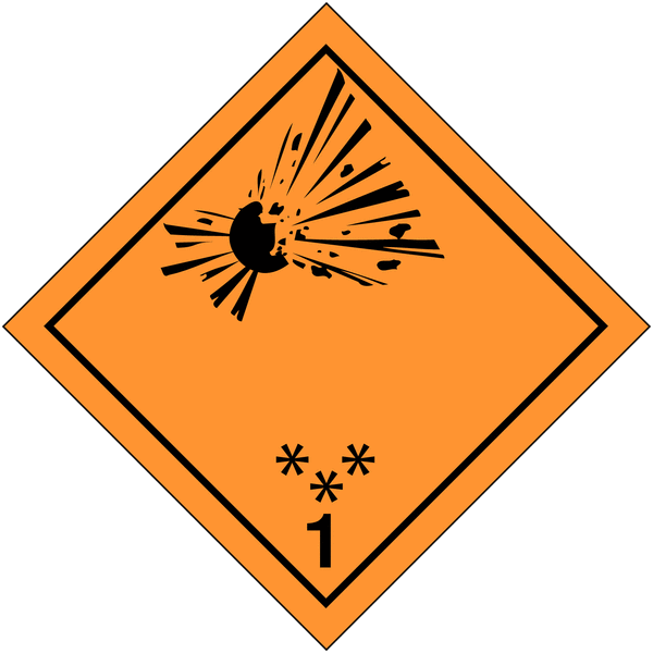 Sticker class 1 ''Explosive substances and objects'' - Un-packaging