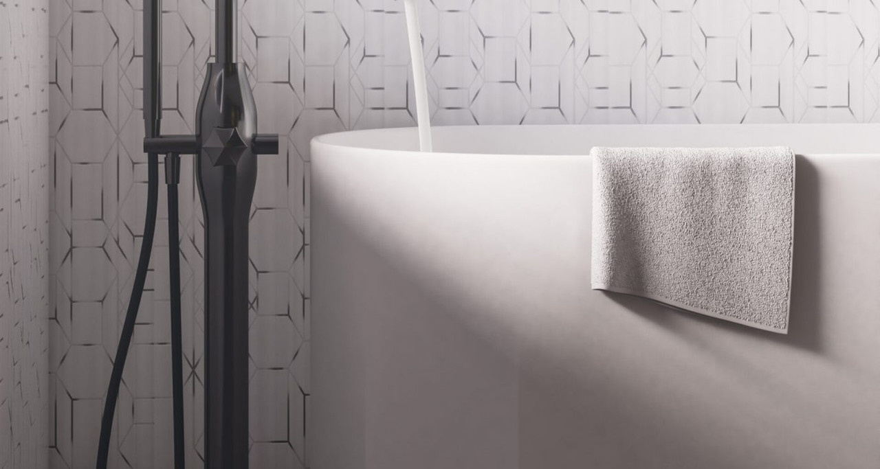 JEE-O Bloom vrijstaand bad mat wit buitenkant goud - Badkamer voor jou