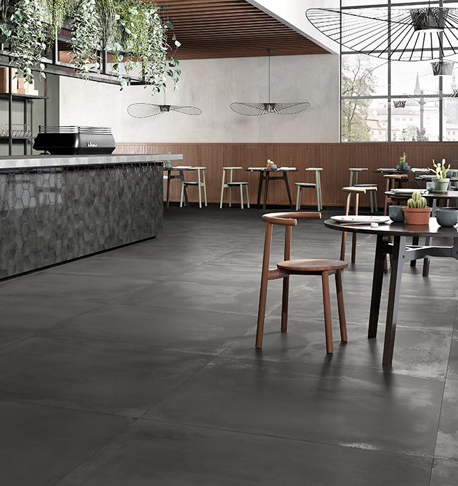 Terratinta Betonmetal black steel mat vloertegel 60x120cm - Badkamer ...