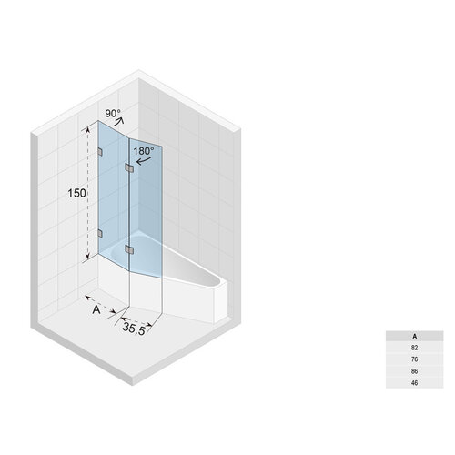 Riho Scandic NXT chroom X500 badwand Yukon 117,5 L - Badkamer voor jou