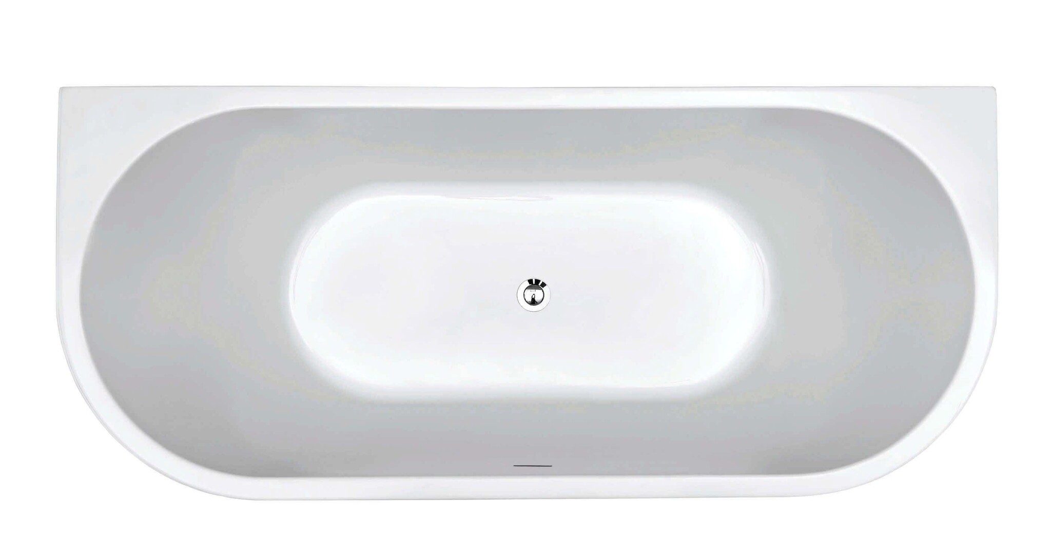 Wiesbaden Wall half vrijstaand ligbad 180 x 80 cm acryl glans wit met waste glans wit - Badkamer ...