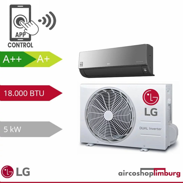 LG | Wi-Fi Black Mirror AC18BK Airconditioner - Aircoshop Limburg