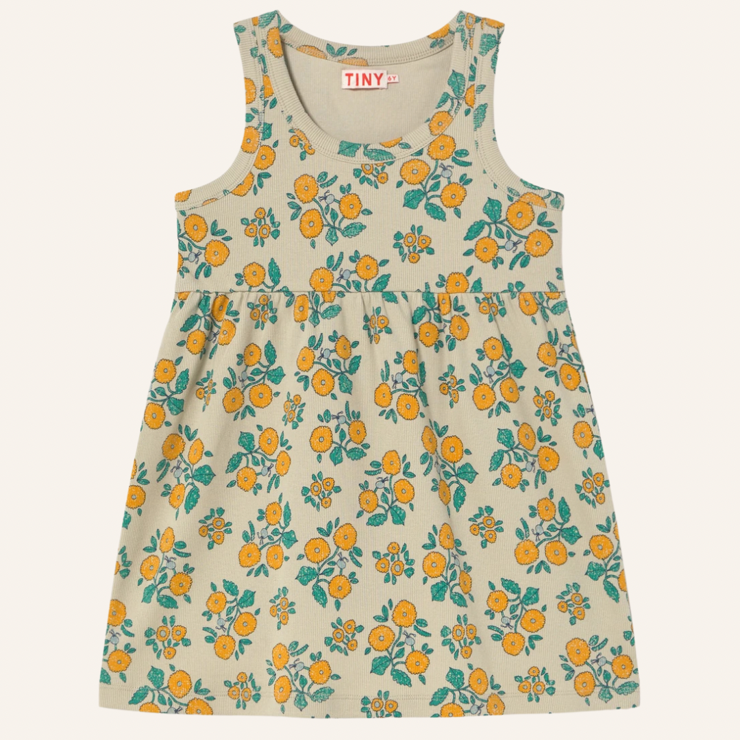 Tiny Cottons Flowers rib dress - Dark vanilla - Bende van Geluk