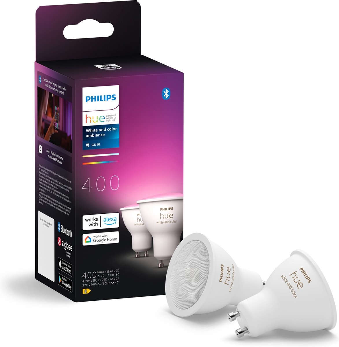 Philips HUE Color GU10 duo pack - Smart Personal Lightning - Inbouwspot.nl
