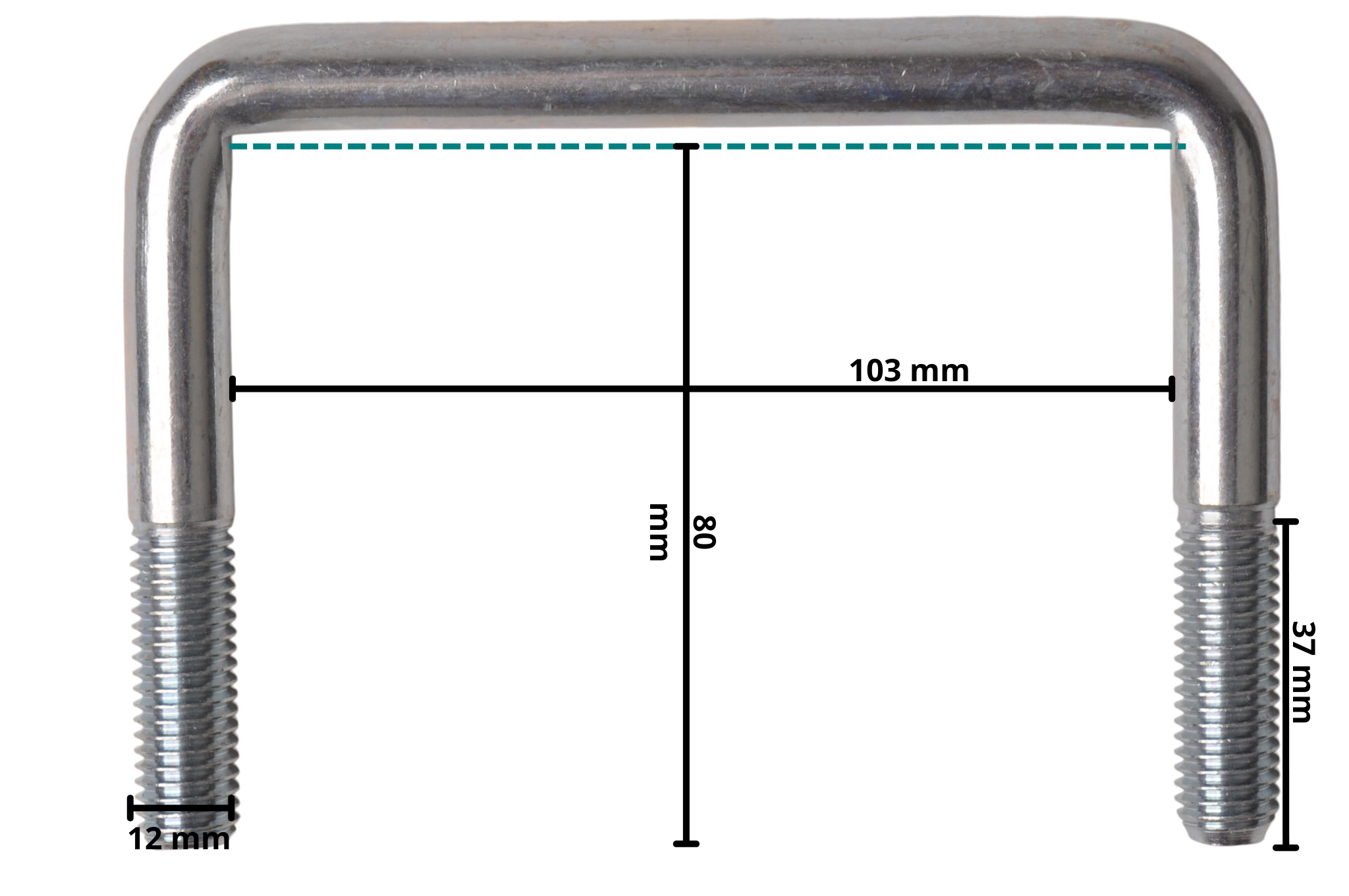 Boulon en U - M12 - 80x103 mm - longueur du filetage : 35 mm - Remorqueshop