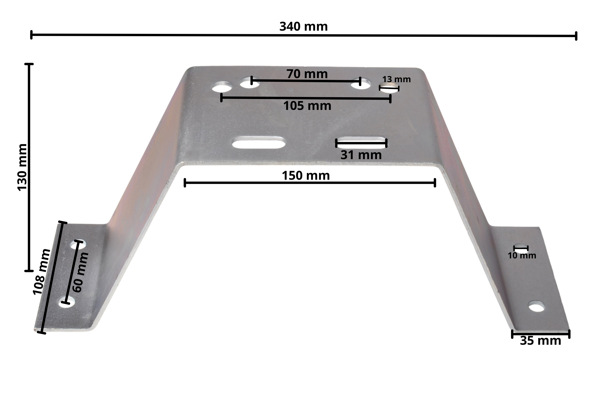 Support de roue de secours (base) avec trous de fixation - Remorqueshop