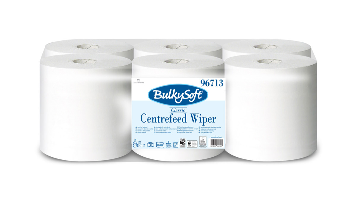 BulkySoft - Premium 2ply White C.Feed Wiper Roll 145m (6) | Buy Online - Panama Cleaning Supplies