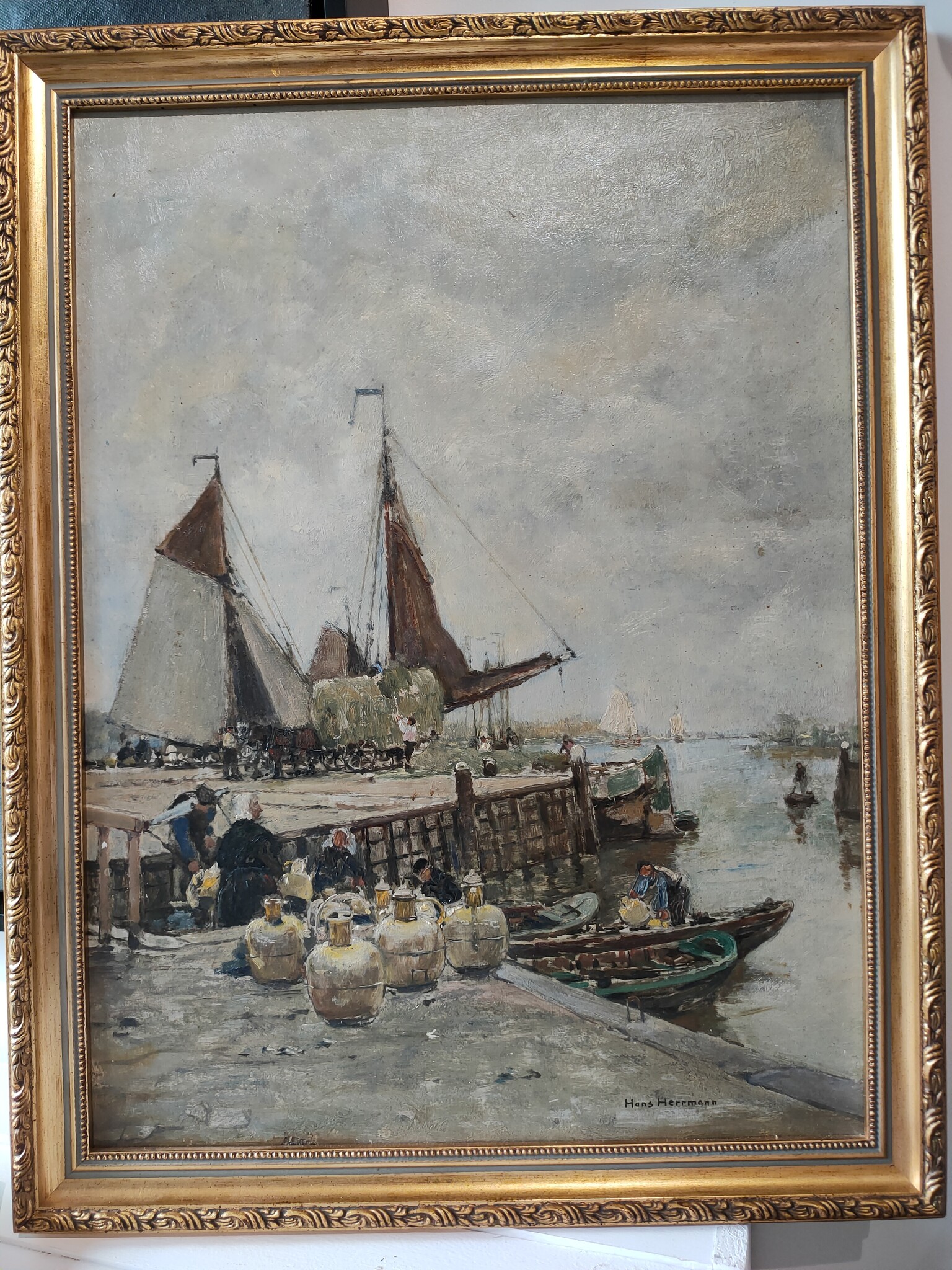 - Olieverf - Papendrecht - het laden en lossen van landbouwproducten ...