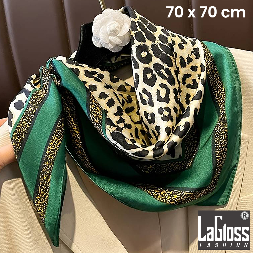 Luxe Vierkante Groene Vintage Sjaal Luipaard - 70 x 70 cm ...