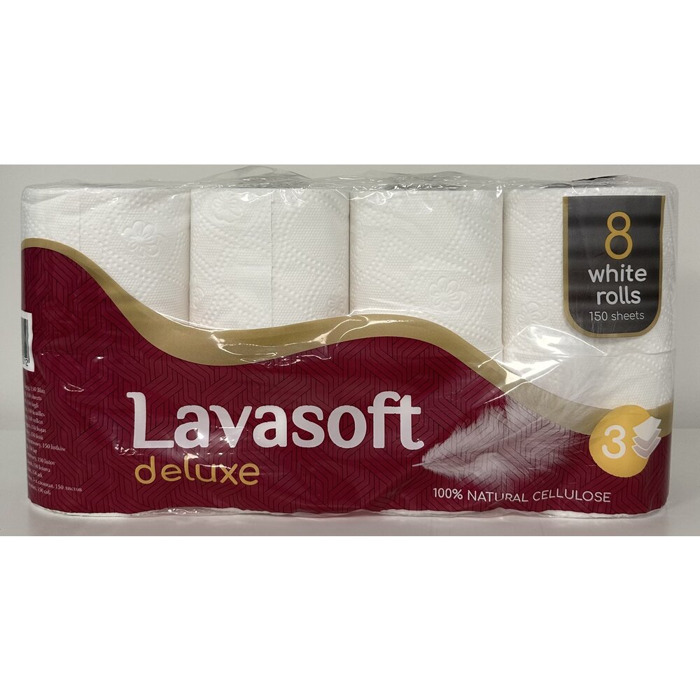 LAVASOFT Deluxe 3 Laags WC Rol - 8-Pak | 100% Cellulose - Voordeeldrogist.nl