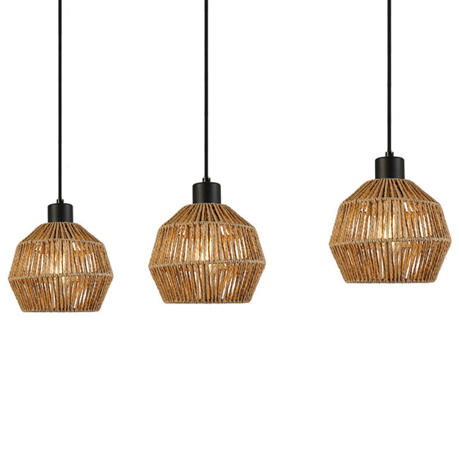 Rotan Design hanglamp - 3-Lichts - Diamond - E27 fittings ...