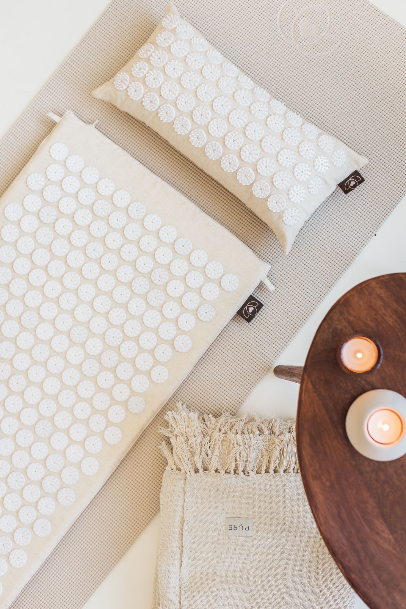 Akupressurmatte Leinen natürliche Farbe - Lotus - Superyoga