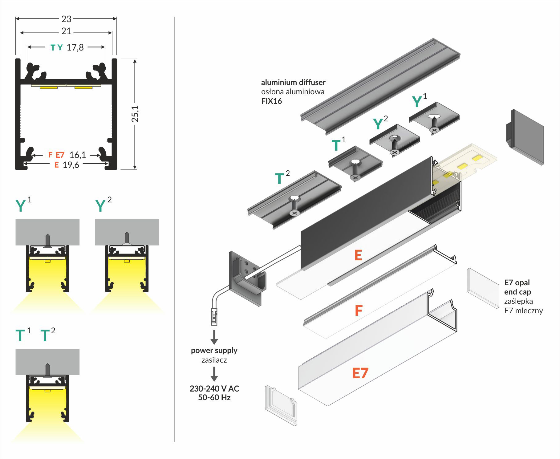LED Profile Linea Surface Mount Raw Aluminium - PremiumLED