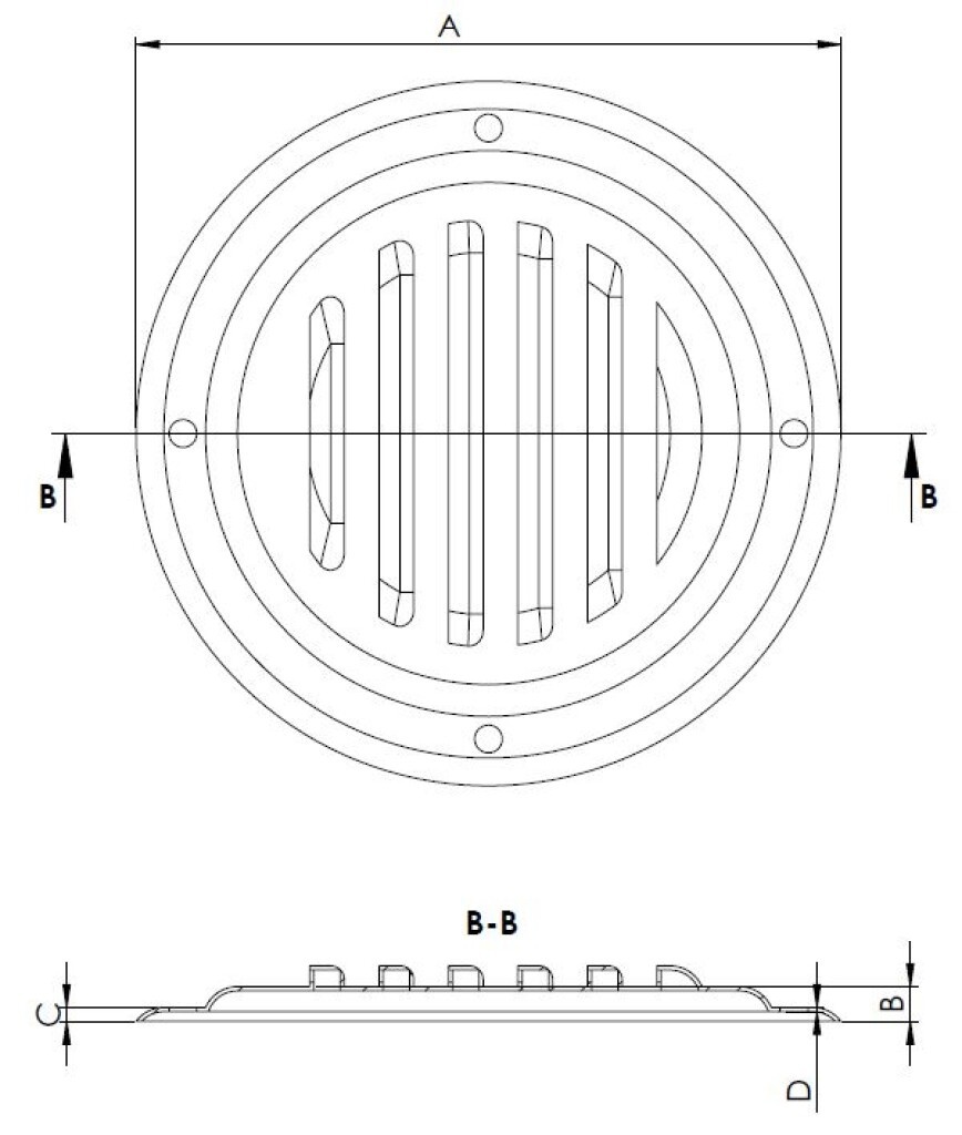 Hollex ventilatierooster 100mm - XXL water