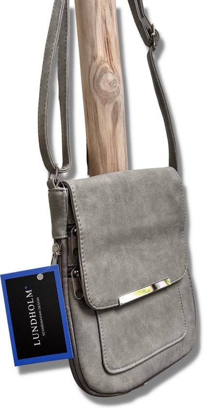Lundholm schoudertas dames klein grijs - schoudertassen vrouw ...