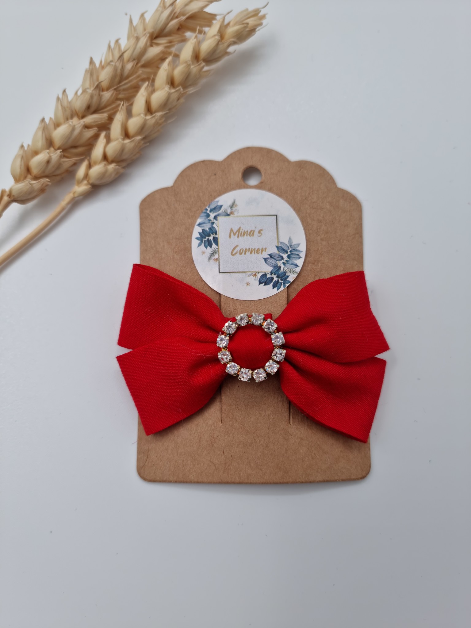 Rode strik met fantasie 7cm - Lis & Lou