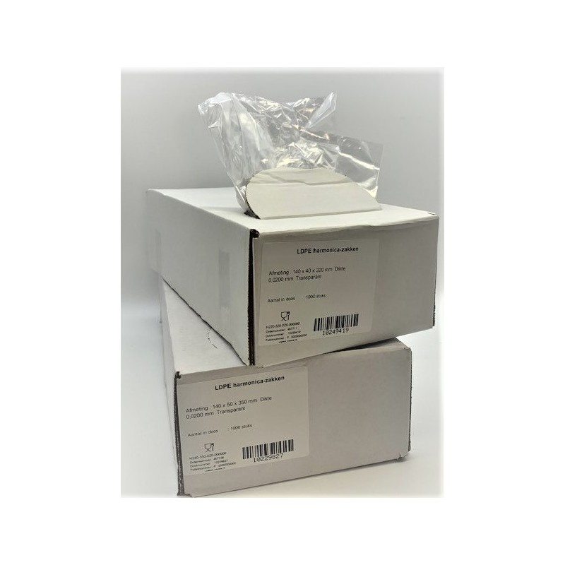 Plastic zakken -LDPE - harmonica-transparant - Westvoorn