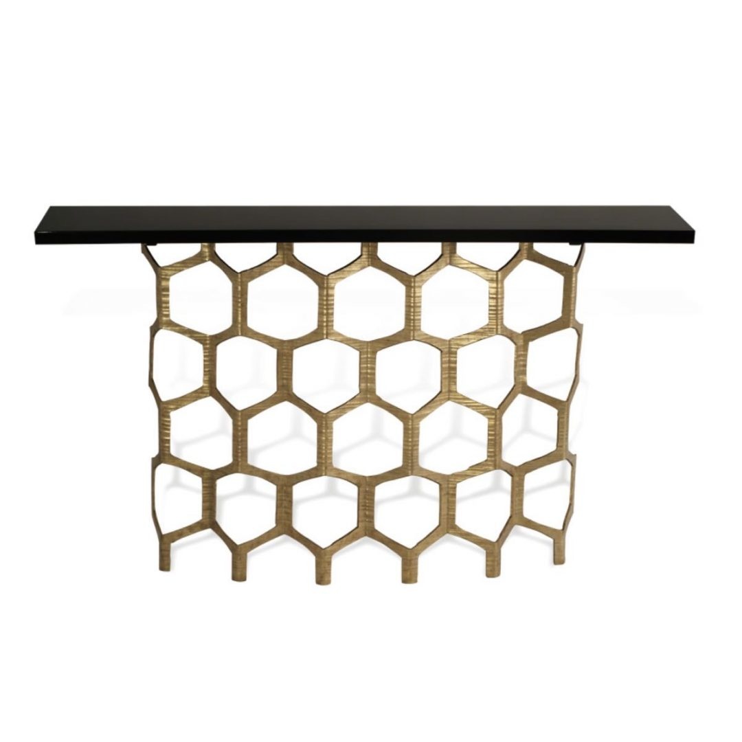 Porta Romana Honeycomb Console Table Decayed Gold - Proluca Interiors
