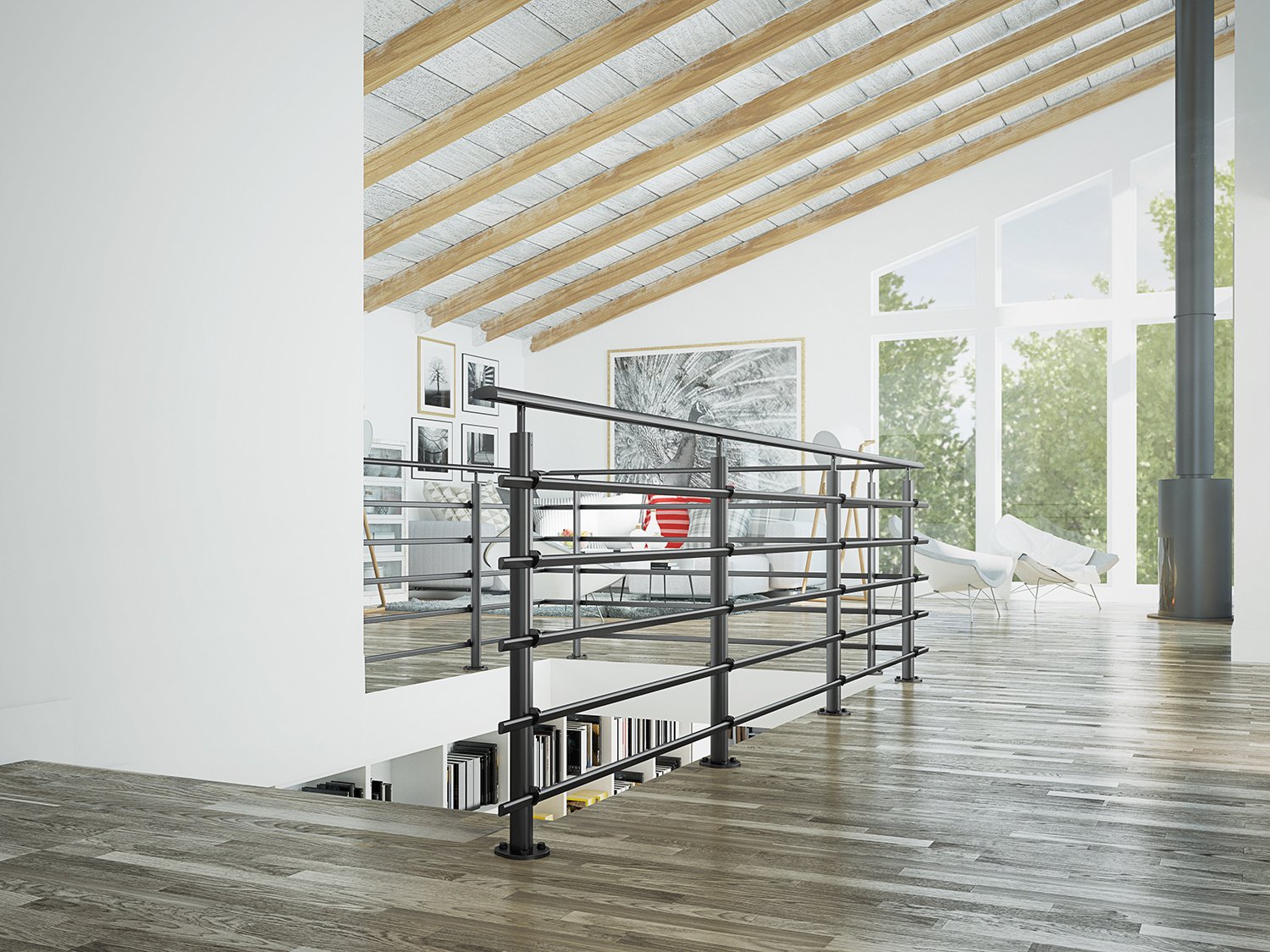 Pure Black balustrade set aluminium RAL9005