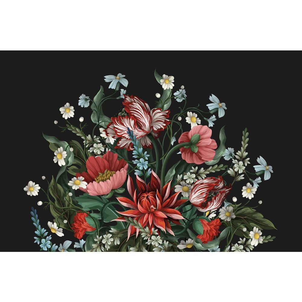 Levendig behang met grote kleurrijke bloemen - Amsterdam Wall Lab