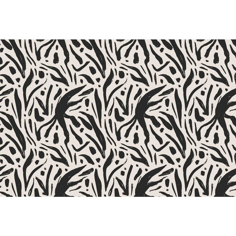 Modern behang met grote zwarte bloemvormen - Amsterdam Wall Lab