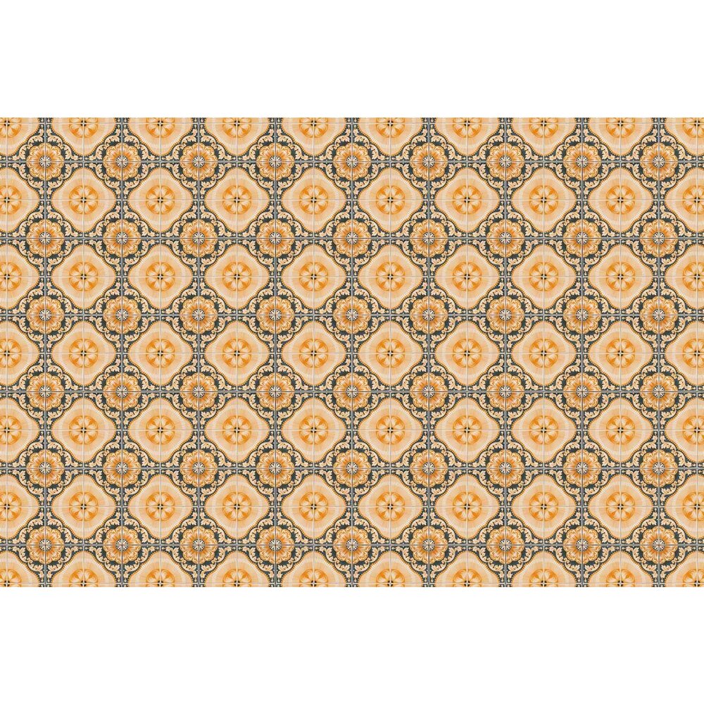 Vrolijk geel behang met charmante Portugese tegeltjes - Amsterdam Wall Lab