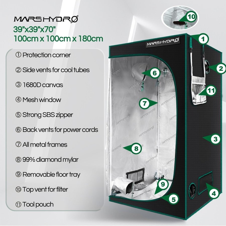 Mars Hydro grow tent 100x100x180cm - Mars Hydro Grow tents - Grow-dutch.com