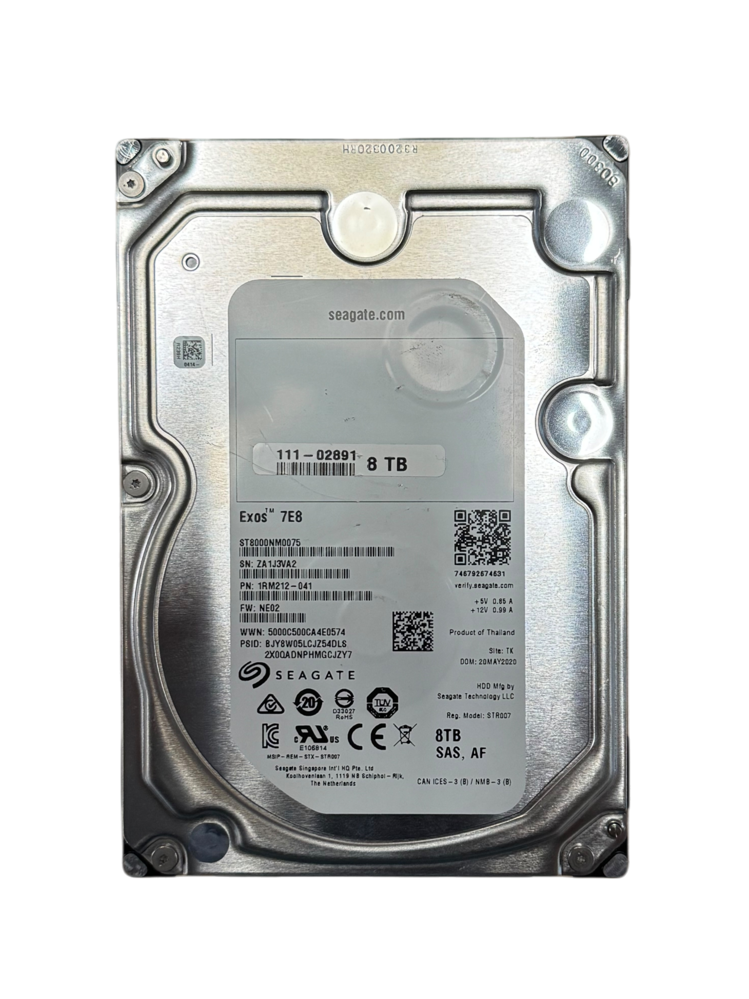 Refurbished HDD - MPN: 111-02891 - 8TB - 3,5 inch - SAS-3 - 7200 RPM - 7Digits B.V.