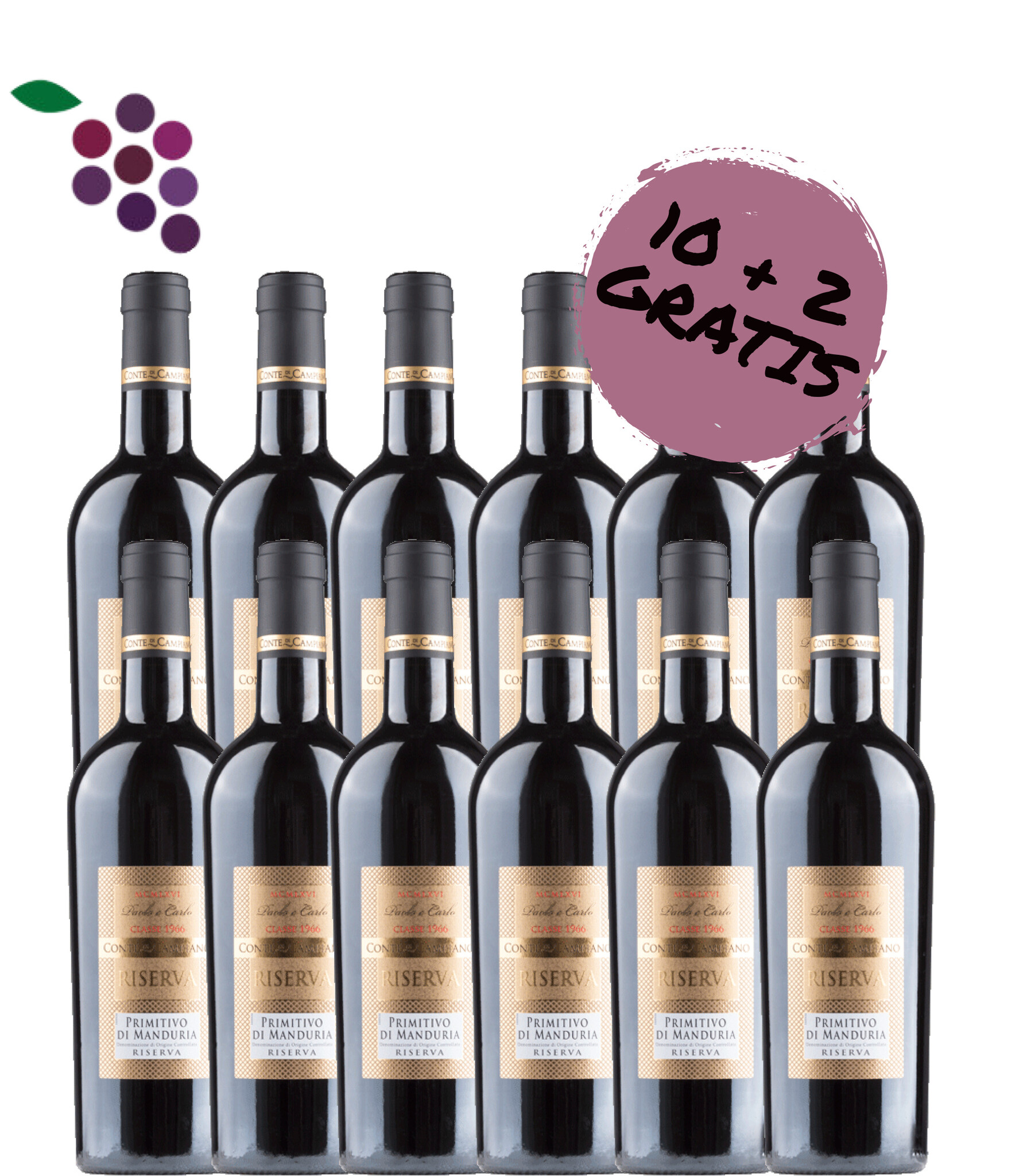 Conte di Campiano Primitivo Manduria Riserva | 10+2 Gratis - Wijnhandel ...